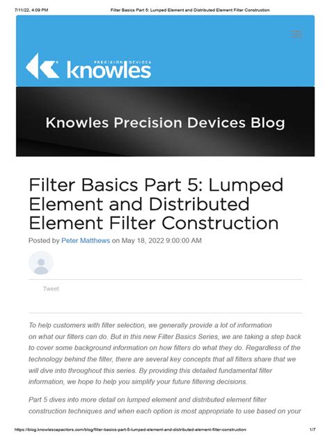 Filter Basics Part 5 Lumped Element And Distributed Element Filter