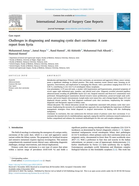 Pdf Challenges In Diagnosing And Managing Cystic Duct Carcinoma A