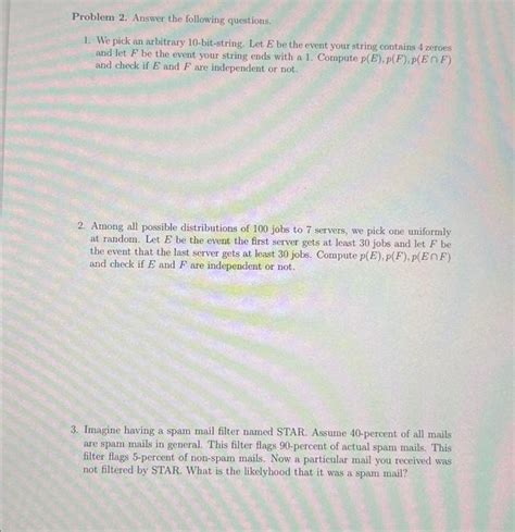 Solved Problem 2. Answer the following questions. 1. We pick | Chegg.com