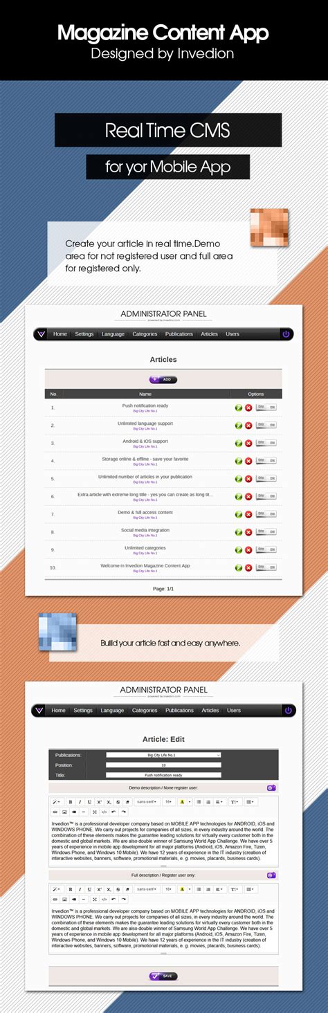 Magazine Content App With Cms Ios Push Notifications Offline