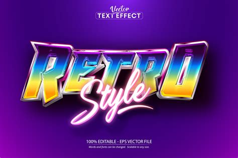 Retro Style Text Effect Editable Neon Graphic By Mustafa Beksen Creative Fabrica
