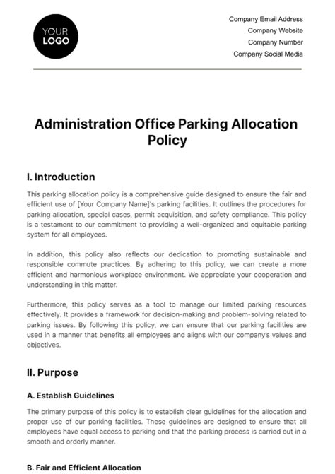 Free Administration Office Parking Allocation Policy Template To Edit