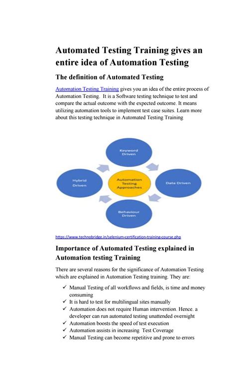 Automated Testing Training Gives An Entire Idea Of Automation Testing