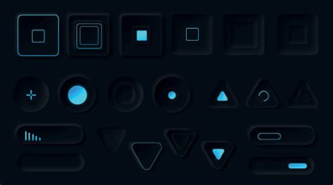 Control Buttons With Neon Backlight Vector Set Vector Art At Vecteezy