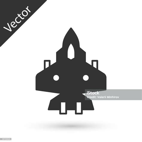 회색 제트 전투기 아이콘은 흰색 배경에 격리 군용기 벡터 Airshow에 대한 스톡 벡터 아트 및 기타 이미지 Airshow