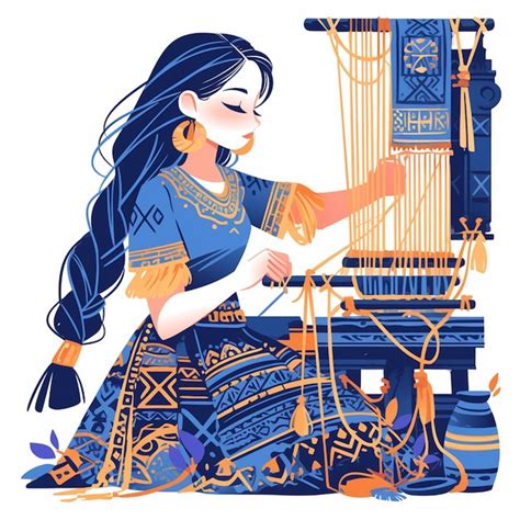 전통적 인 매 의 옷 을 입은 사모아 의 여자 프리미엄 벡터