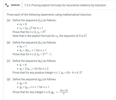 Solved 753 Proving Explicit Formulas For Recurrence