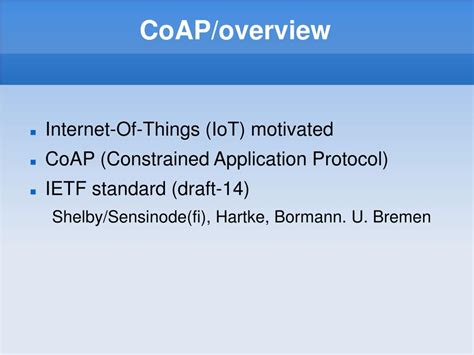 Ppt Coap An Introduction Powerpoint Presentation Free Download Id