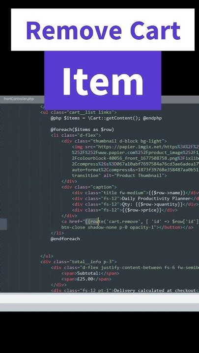 Laravel Cart Item Remove Laraveldeveloper Shorts Youtube