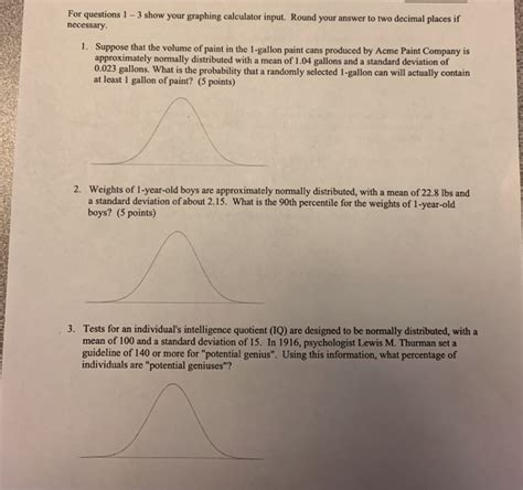 solved for questions 1 3 show your graphing calculator