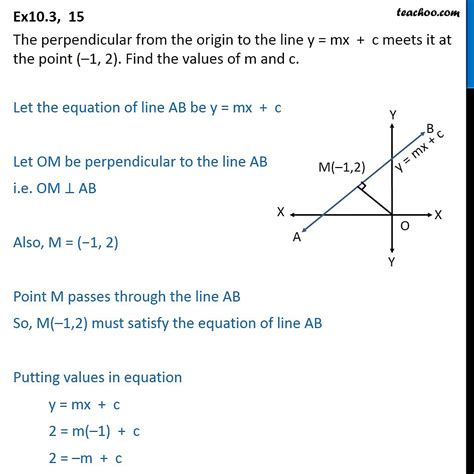 Ex 93 14 Perpendicular From The Origin To Y Mx C