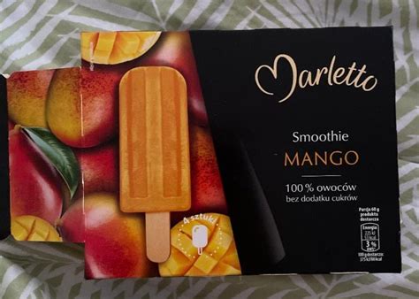 Мороженое фруктовое без сахара Smoothie Mango Marletto калорийность пищевая ценность ⋙
