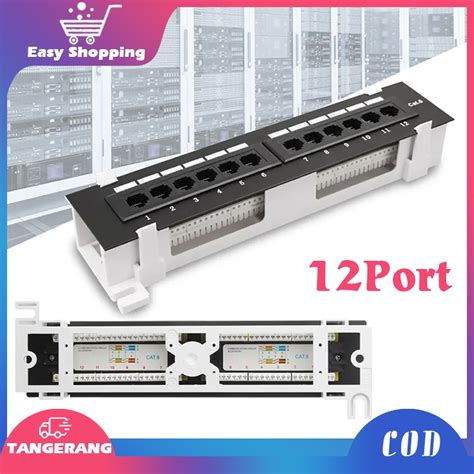 Jual Patch Panel 12 Port Cat6 Patch Panel Rj45 Networking Wall Mount Rack Mount 10inch 1u