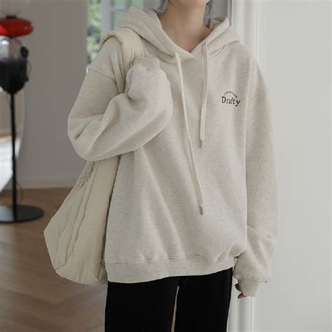 리앙의류 여성 캐주얼 오버핏 베이직 깔끔한 레터링 후드 기모 맨투맨 티셔츠