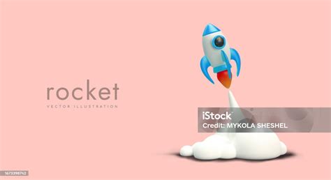 우주 로켓 발사 흰 연기 노즐에서 화재 사실적인 일러스트레이션 3차원 형태에 대한 스톡 벡터 아트 및 기타 이미지 3차원 형태 개발 과학 Istock