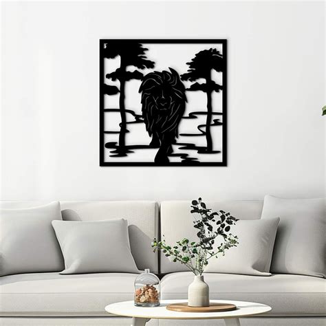 Современная картина на стену Woodyard декоративное панно из дерева Грозный лев стиль лофт 50 50