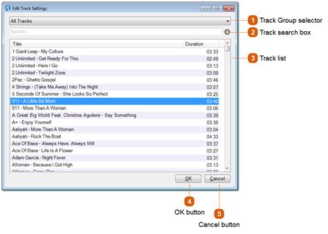 Edit Track Settings Window