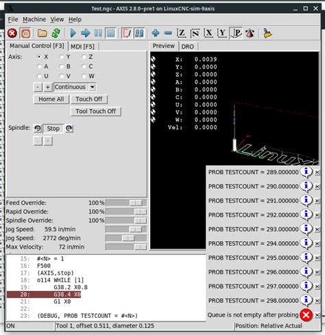 Queue Is Not Empty After Probing Linuxcnc