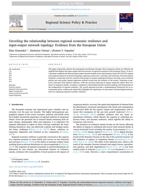 Pdf Unveiling The Relationship Between Regional Economic Resilience