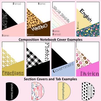 Notebook Covers Tabs By SensationalTeachings TpT