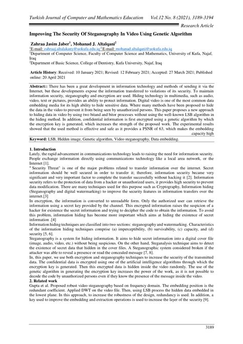 pdf improving the security of steganography in video using genetic