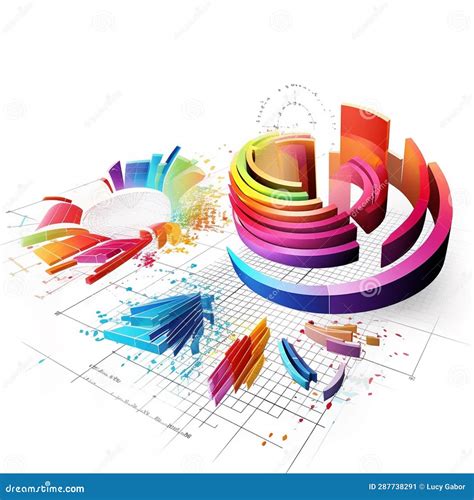 Data Visualization Charts Diagrams Vibrantly Illustration With White Background Stock
