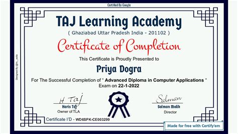 Diploma In Computer Applications Certificate Dca Free Certificate For Hairstyles