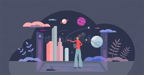 Virtual Cyberspace With Online 3d Simulation Technology Tiny Person Concept Stock Vector