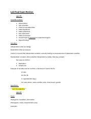 Lab Final Exam Review Lab Final Exam Review Lab 1 Scientific Method O O O O O O O O O