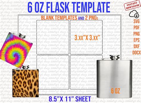 Flask Svg Flask Template Flask 6 Oz Templatealcohol Svg Flask Svg