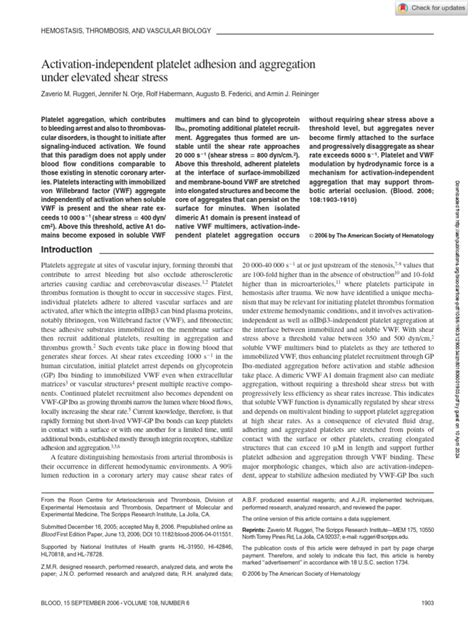 Activation Independent Platelet Adhesion And Aggregation Download