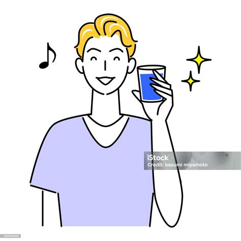 열사병 측정 수분 화 간단한 벡터 열사병 예방에 대 한 유리 컵으로 귀여운 남자 마시는 물 수분을 유지하기 위해 유리 컵에서 물을 마시는 귀여운 남자 간단한 그림 벡터