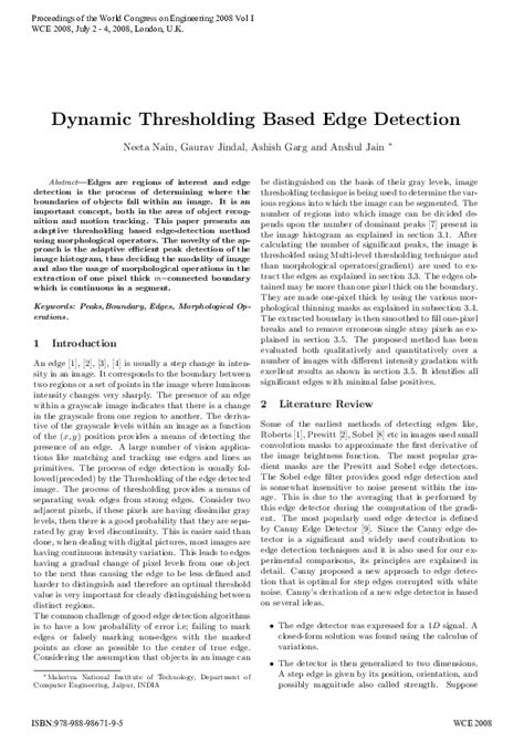 Pdf Dynamic Thresholding Based Edge Detection