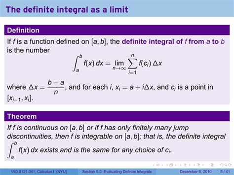 Lesson 25 Evaluating Definite Integrals Section 041 Slides Ppt