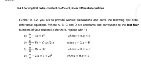 Solved 341 Solving First Order Constant Coefficient