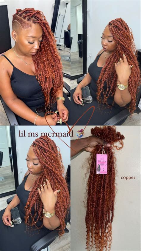 Copper Orange Faux Locs Blonde Braids With Shaved Sides Faux Locs