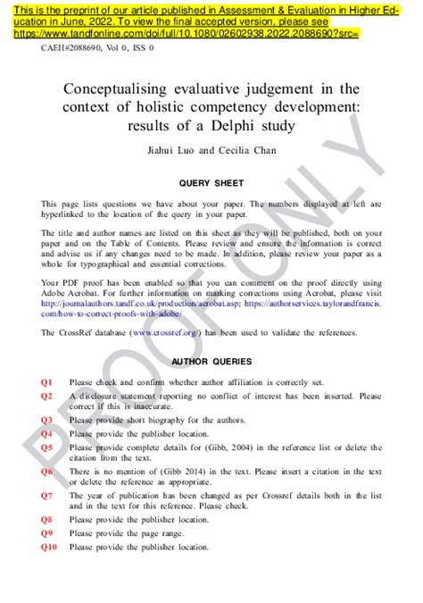 Pdf Conceptualising Evaluative Judgement In The Context Of Holistic