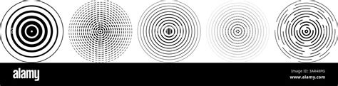 Black Concentric Circles Set Rippled And Dashed Sound Wave Rings Collection Epicenter Target