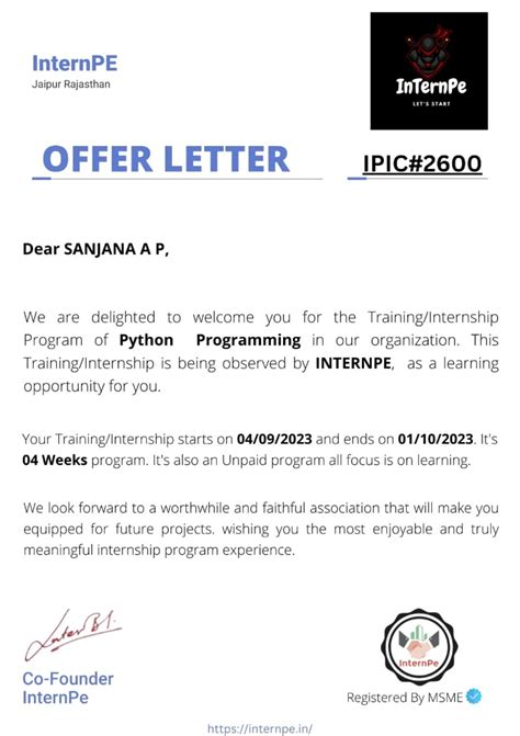 Sanjana A P On Linkedin Internpe