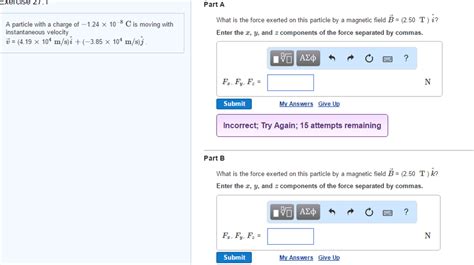 solved a particle with a charge of 1 24×10 8c is