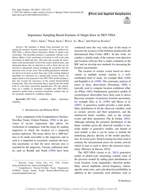 Importance Sampling Based Estimate Of Origin Error In Net Visa