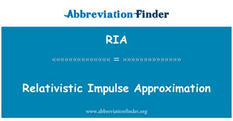 Ria Significa Aproximação De Impulso Relativística Relativistic Impulse Approximation