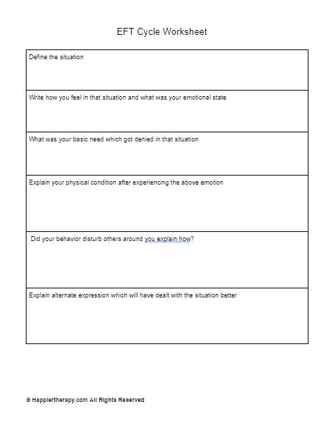 Eft Cycle Worksheet Happiertherapy