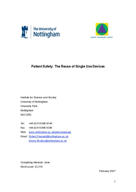 Pdf Patient Safety The Reuse Of Single Use Devices Pdf Patient Safety The Reuse Of Single Use Devices