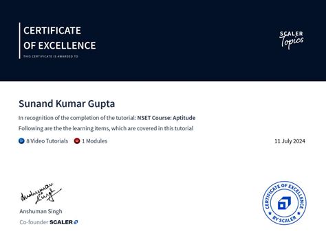 Sunand Gupta On Linkedin I Have Completed Nset Course Aptitude On Scaler Topics