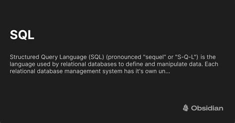 Sql Obsidian Publish