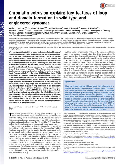 Pdf Chromatin Extrusion Explains Key Features Of Loop And Domain Formation In Wild Type And