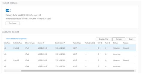 unable to ping local network on ssl vpn packet capture show violation