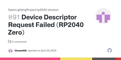 Device Descriptor Request Failed Rp2040 Zero · Issue 91 · Openlightingprojectrp2040 Dmxsun