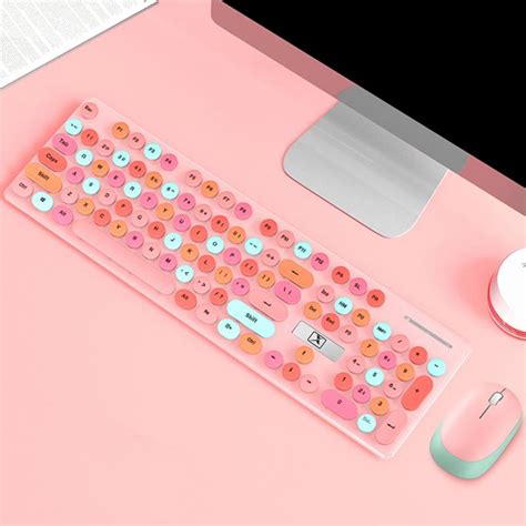 Wireless Keyboard And Mouse Combo 2 4g Cute Round Vicedeal